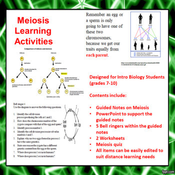 Meiosis Learning Activities (Distance Learning)