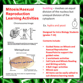 Mitosis/Asexual Reproduction Learning Activities (Distance Learning)