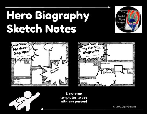 Hero Biography Sketch Notes- No Prep! - Amped Up Learning