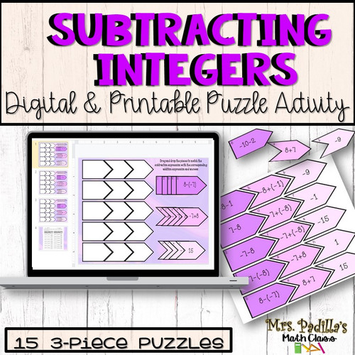 Subtracting Integers Matching Activity - Amped Up Learning