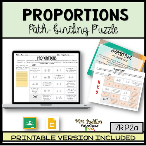 Proportions Path-Finding Puzzle Digital/Printable Activity - Amped Up ...