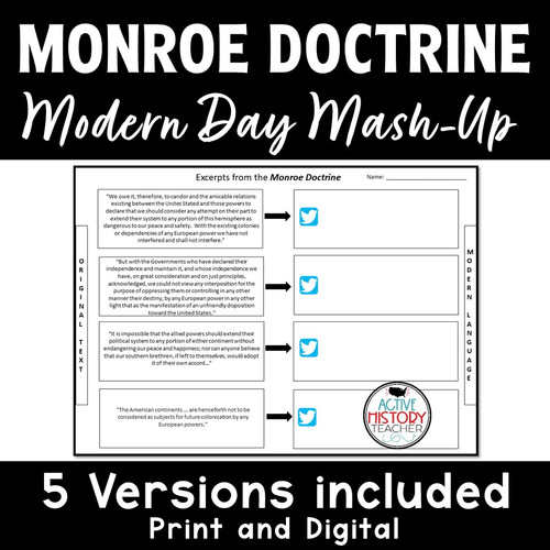 Monroe Doctrine Modern Day Mash-Up Print and Digital - Amped Up Learning