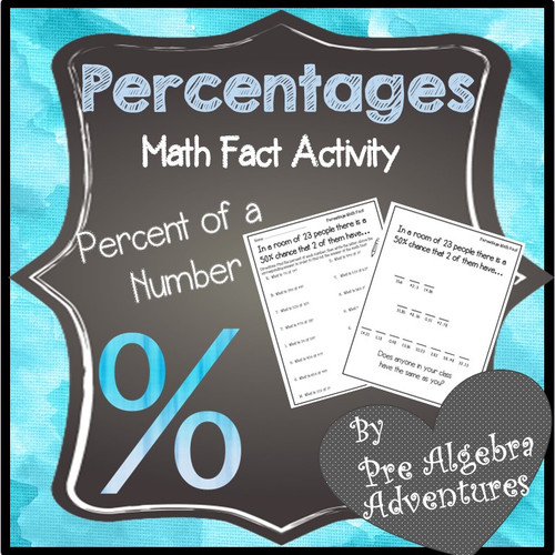 Percentages Math Fact Word Activity - Amped Up Learning