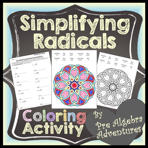 Simplifying Radicals Coloring Activity - Amped Up Learning