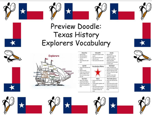 Texas History: Explorers Vocabulary Doodle - Amped Up Learning