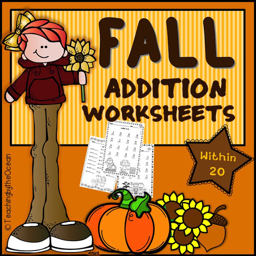 Fall Addition to 20 Fact Fluency Worksheets - Amped Up Learning