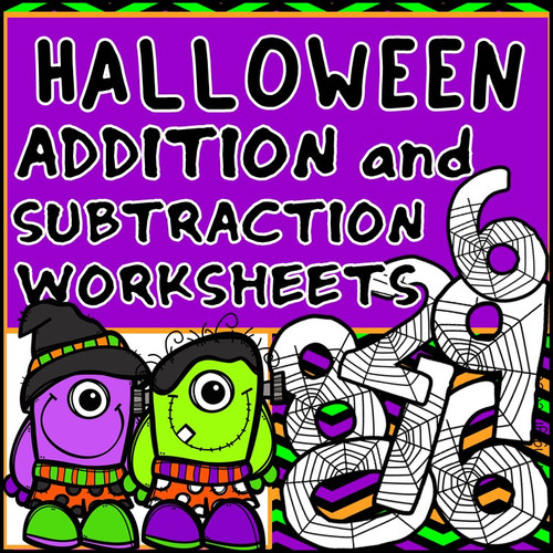 Halloween Addition and Subtraction to 20 Fact Fluency Worksheets ...