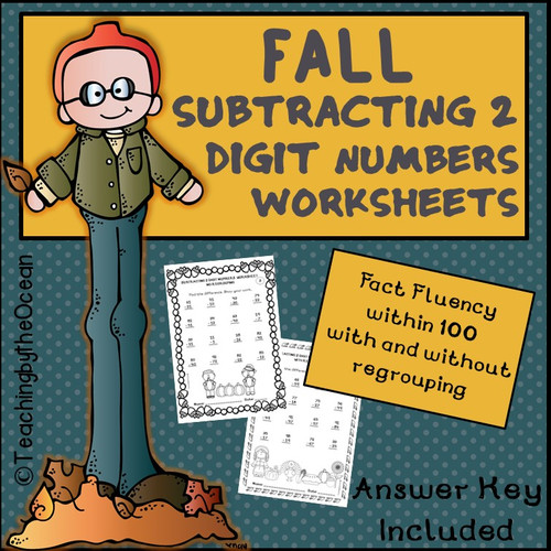 Subtracting 2 Digit Numbers Worksheets – Fall Themed - Amped Up Learning