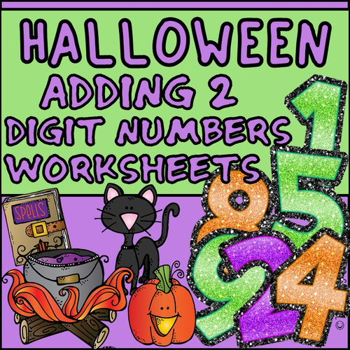 Adding 2 Digit Numbers Worksheets - Halloween Themed - Amped Up Learning