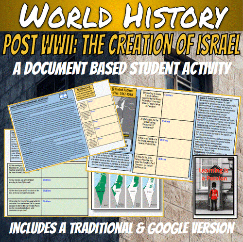 Post WWII | Creation of Israel | Document Based Activity | Distance ...
