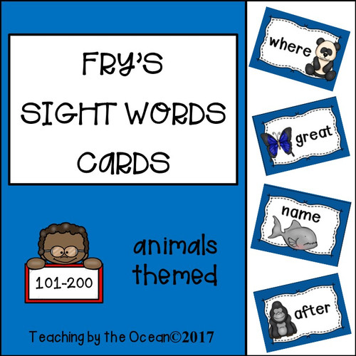 Fry's Sight Words Cards - Animals Themed (second hundred) - Amped Up ...