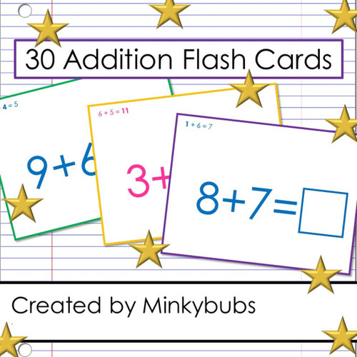 60 Addition Problems Reversible Flash Cards with Single-Digit Addends