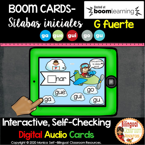 BOOM Cards Sílabas iniciales letra Gg fuerte-ga, gue, gui, go, gu ...