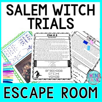Salem Witch Trials ESCAPE ROOM - Reading Comprehension - 13 Colonies