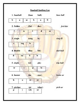 Baseball Spelling List - Amped Up Learning
