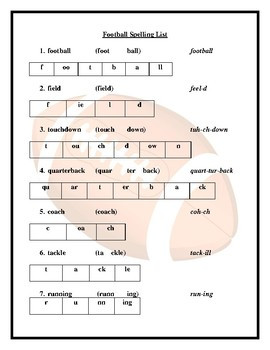 Football Spelling List - Amped Up Learning