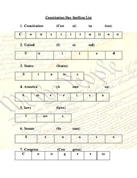Constitution Day Spelling List - Amped Up Learning