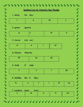 St. Patrick's Day Spelling List - Amped Up Learning