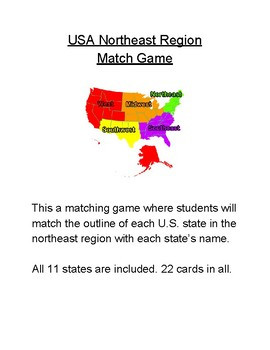 USA Northeast Region Match Game - Amped Up Learning