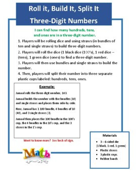 Roll it, Build it, Split (3 Digit Numbers) - Amped Up Learning