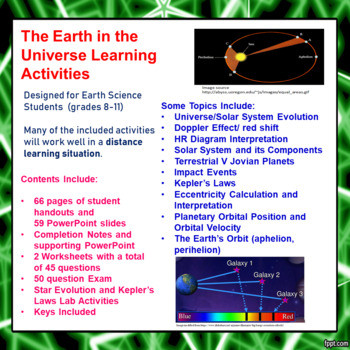 The Earth In the Universe Learning Activities
