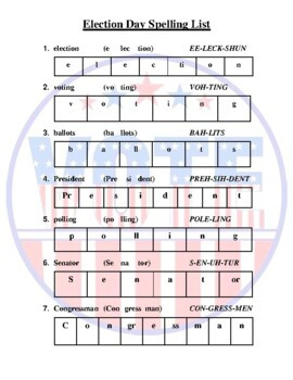Election Day Spelling List - Amped Up Learning