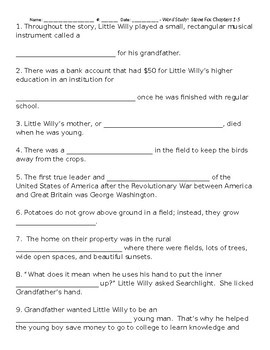 Stone Fox Word Study Spelling Test - Amped Up Learning