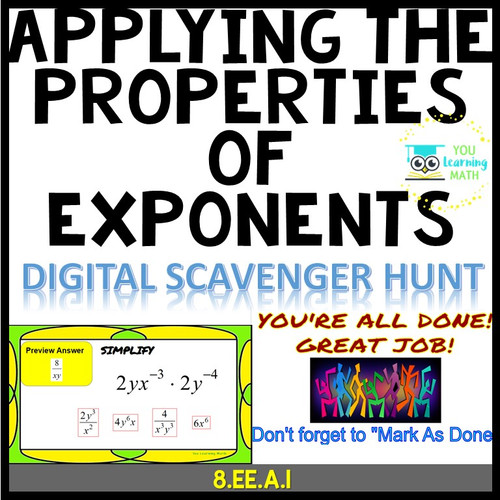 Applying the Properties of Exponents: Digital Scavenger Hunt (Google ...