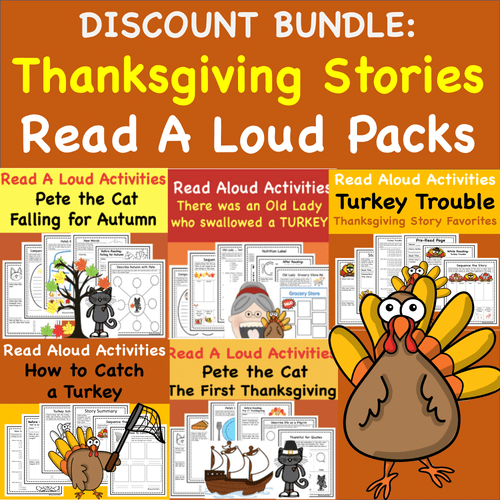 Discount Bundle: Thanksgiving Read Aloud Activity Pack- Buy 3 Get 5!