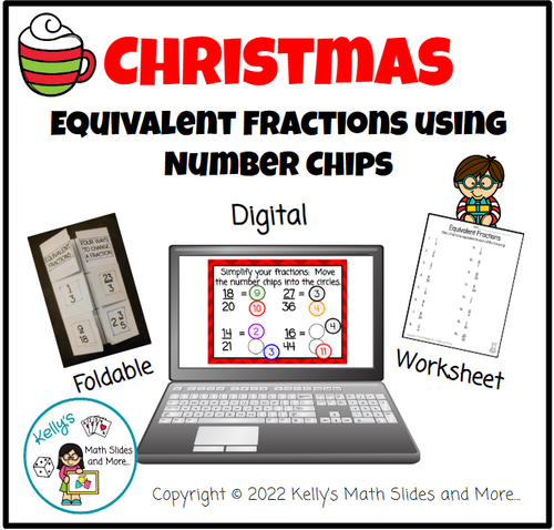 Christmas - Find Equivalent Fractions Using Number Chips