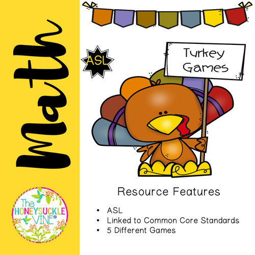 Special Education Turkey Math Games with ASL