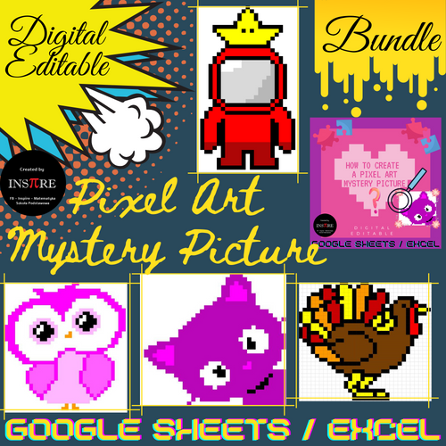 How to create a Pixel Art Mystery + Spaceman, Owl, Kitty, Turkey ...