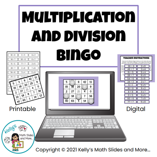 Multiplication and Division Bingo- Digital and Printable - Amped Up ...