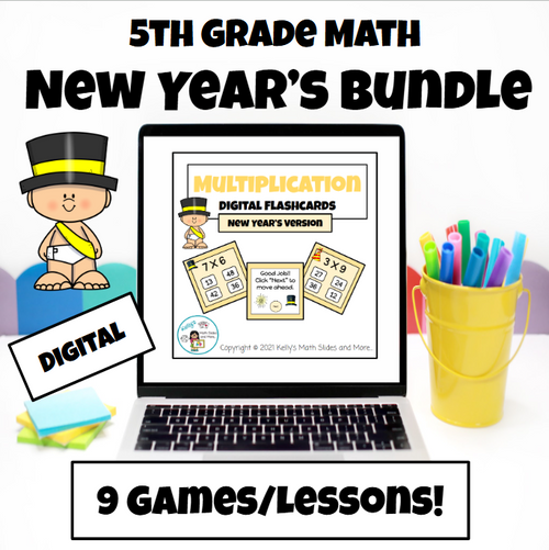 5th Grade New Year's Bundle of 9 Games/Lessons - Amped Up Learning