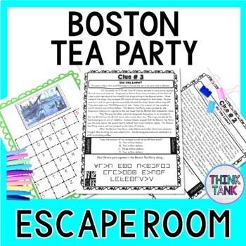 Boston Tea Party ESCAPE ROOM: Causes of the Revolutionary War - Print & go!