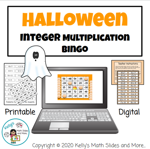 Halloween Integer Multiplication Bingo - Amped Up Learning