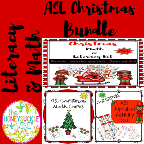 Special Education ASL Christmas Math and Literacy Bundle
