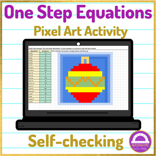 Solving One Step Equations Christmas Pixel Art Activity 2 - Amped Up ...