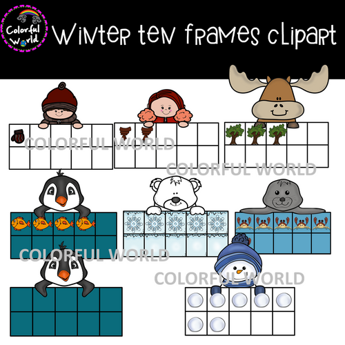 Winter ten frames clipart - Amped Up Learning