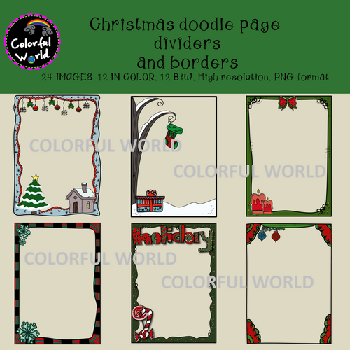 Christmas doodle page dividers and borders - Amped Up Learning