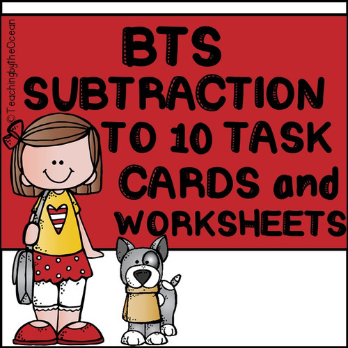 Subtraction to 10 Task Cards and NO PREP Worksheets - Back to School ...