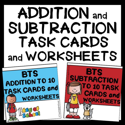 Addition and Subtraction to 10 Task Cards and NO PREP Worksheets Back ...