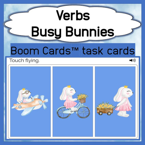Verbs: Busy Bunnies - Level 2 - Identification Deck Boom Cards™ - Amped ...