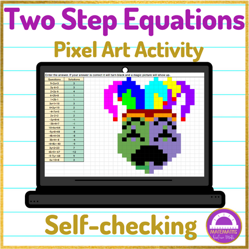 Mardi Gras Solving Two Step Equations Pixel Art Activity - Amped Up ...