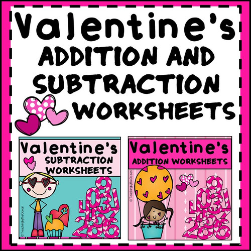 Addition and Subtraction to 20 Fact Fluency Worksheets - Valentine's ...