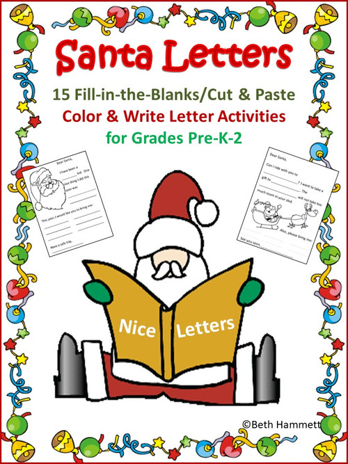 Santa Letters: 15 Fill-in-the-Blanks/Cut & Paste Letters - Amped Up ...