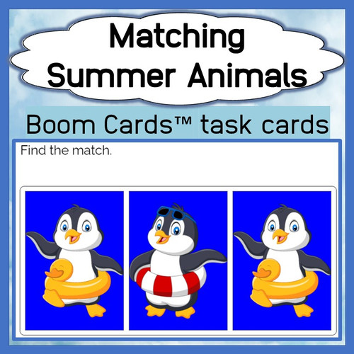 Matching: Summer Animal Theme Boom Cards™ - Amped Up Learning