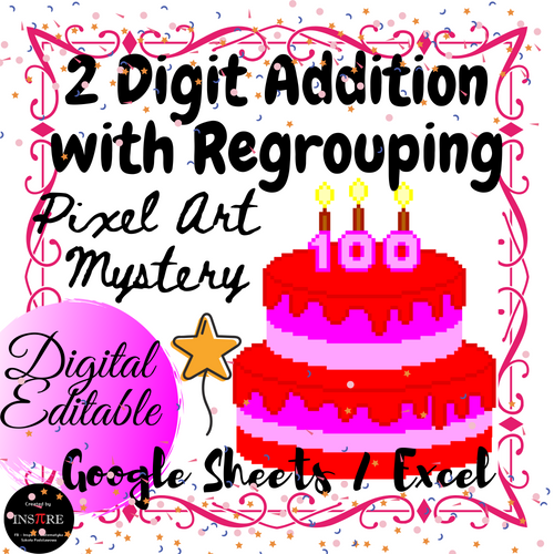 2 Digit Addition - 100th Day of School - Cake - Math Pixel Art Mystery ...