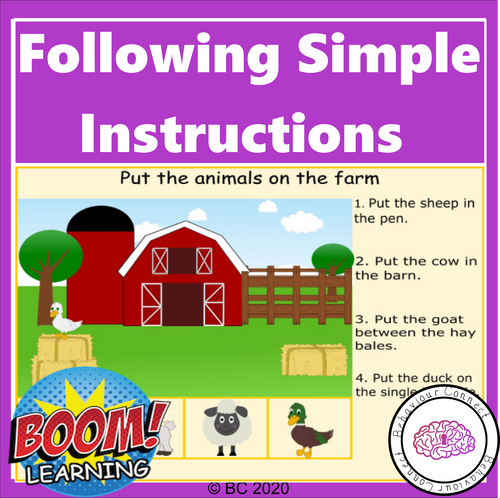 BOOM CARDS: Following Simple Directions