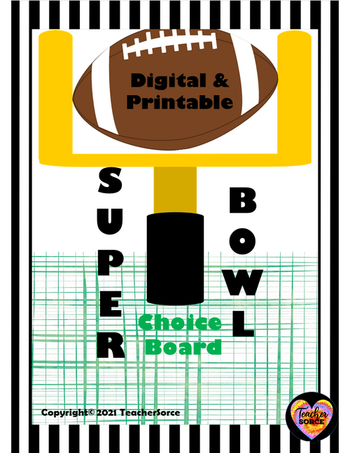 Super Bowl Choice Board - 3rd Grade Math, English and More